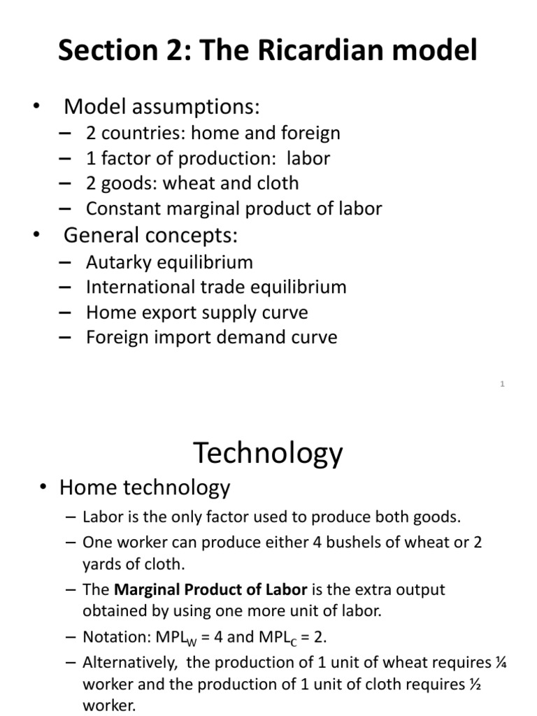 2 Ricardian Model | PDF | Comparative Advantage | Labour Economics