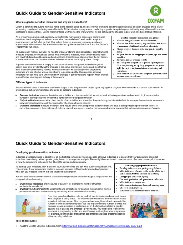 Quick Guide To Gender-Sensitive Indicators | PDF | Gender | Gender Studies