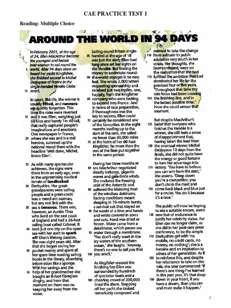 Cae Practice Test 1 - Key | PDF | Noun | Verb