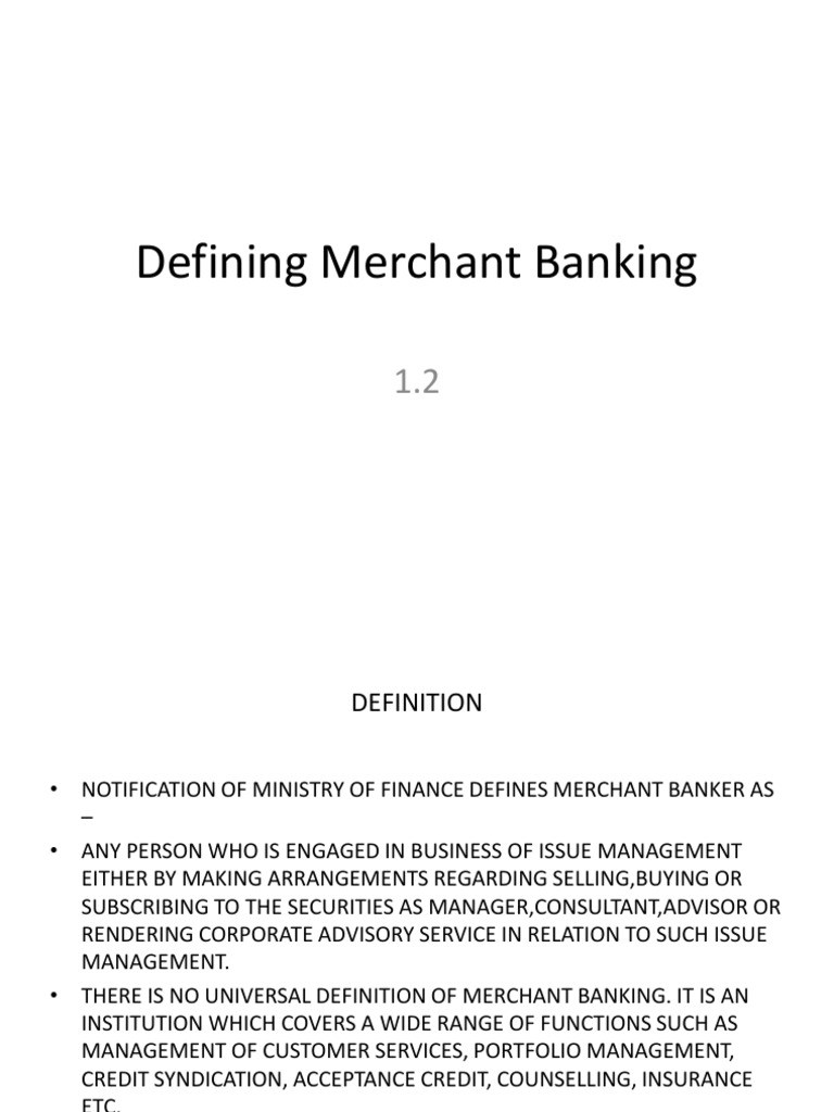 Definition and Functions of Merchant Banking | PDF | Banks | Securities ...