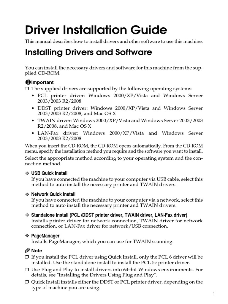 Driver Installation Guide: Installing Drivers and Software | PDF | Device Driver | Installation ...