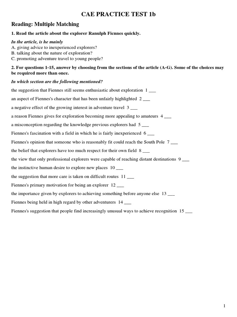 Cae Practice Test 1b | PDF | Mount Everest | Linguistics