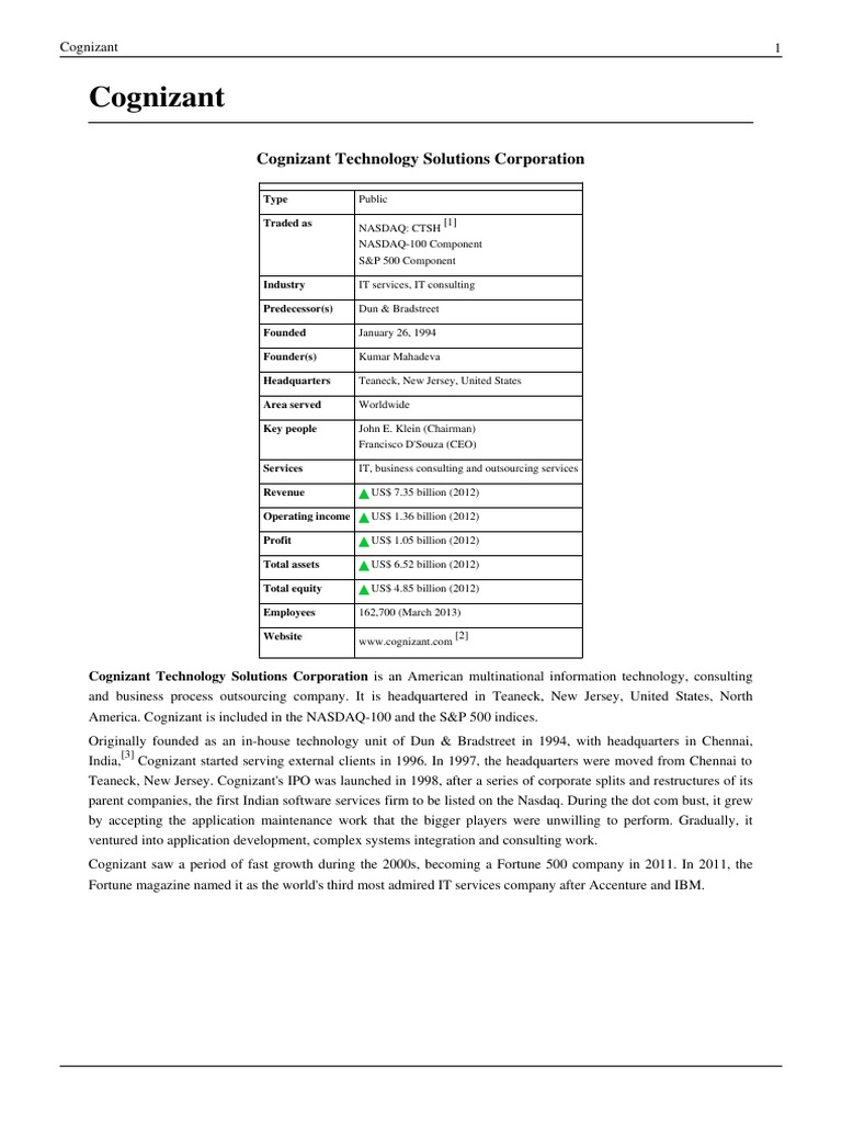 Cognizant | Download Free PDF | Companies | Business
