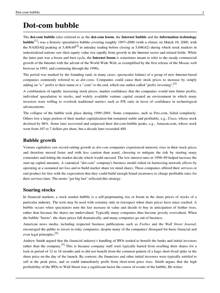 Dot Com Bubble | PDF | Financial Markets | Companies