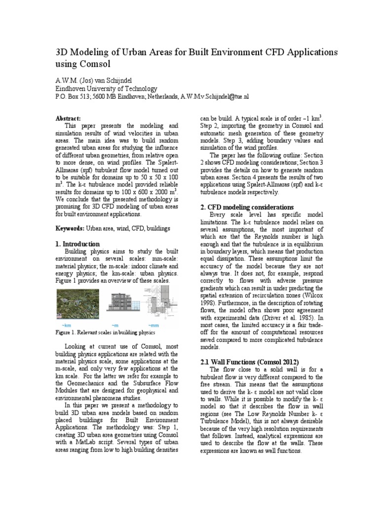 3D Modeling of Urban Areas For Built Environment CFD Applications Using Comsol | PDF ...
