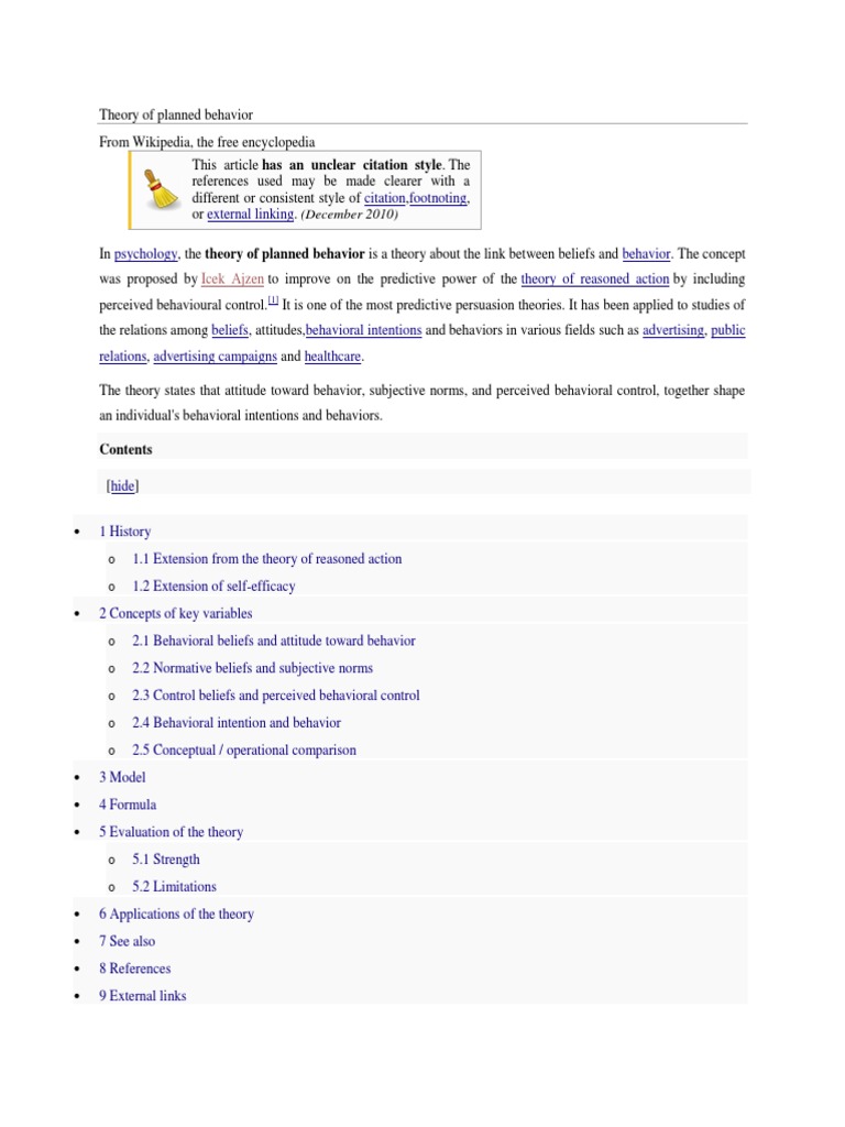 Theory of Planned Behavior | Download Free PDF | Attitude (Psychology ...