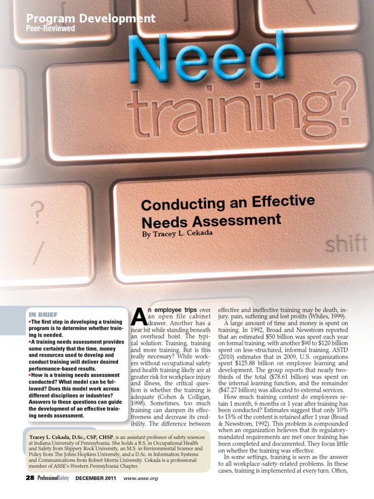Conducting An Effective Needs Assessment - Cekada - 1211Z | PDF | Needs ...