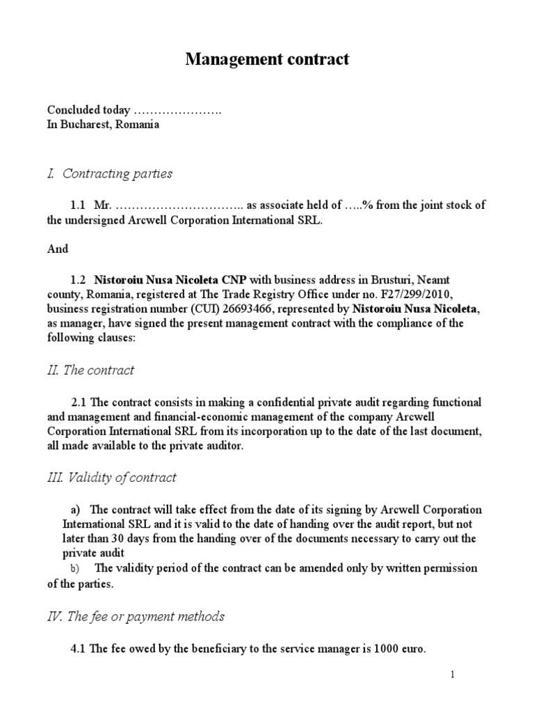 Contract de Management Aproape Gata | PDF | Government Information ...