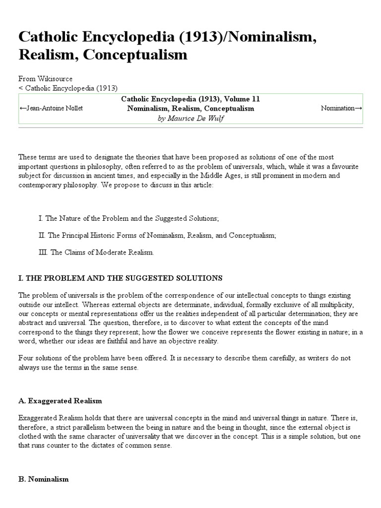 1913 de WULF - Nominalism, Realism, Conceptualism | PDF | Concept ...