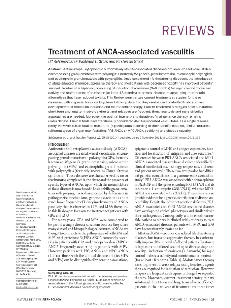 Anca Vasculitis | PDF | Chronic Kidney Disease | Renal Function