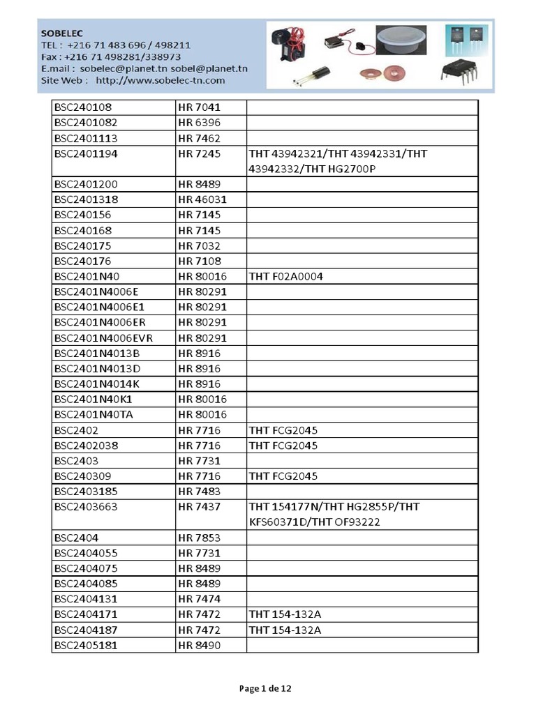 THT BSC Serie Equivalent | PDF