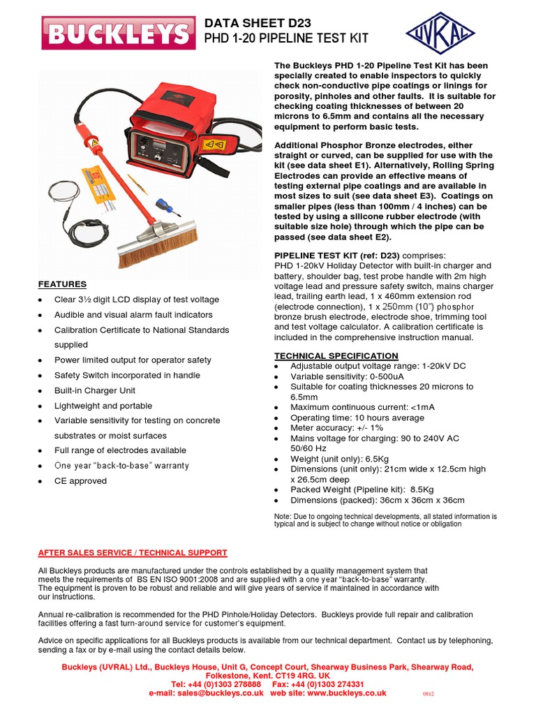 D23 PHD 1 20 Pipeline Test Kit1 | PDF