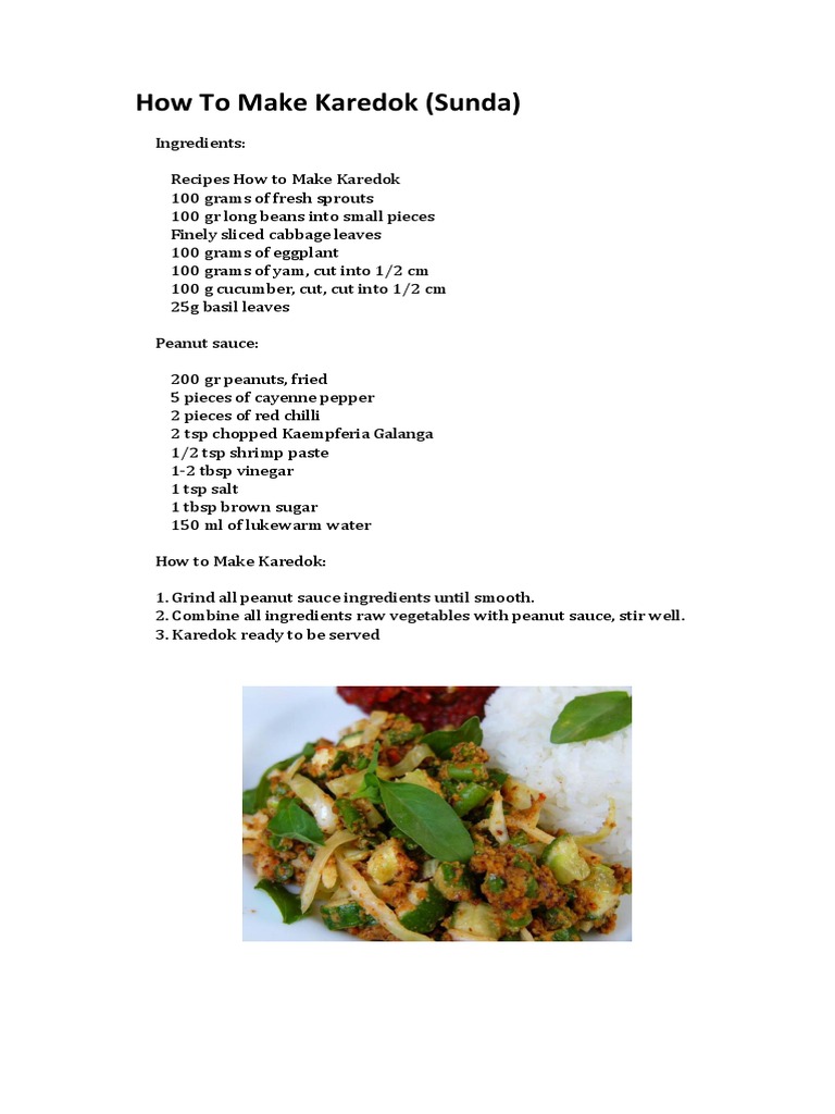 How To Make Karedok | PDF | Coconut Milk | Pancake