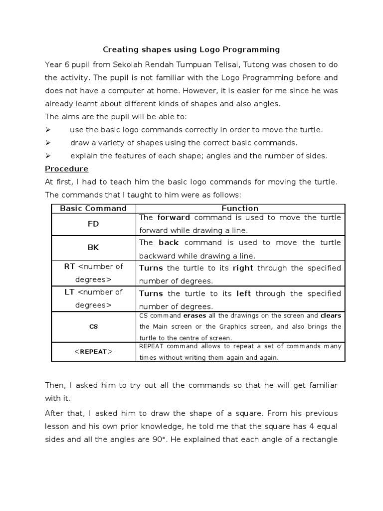 The Use of Logo Programming | PDF | Triangle | Rectangle