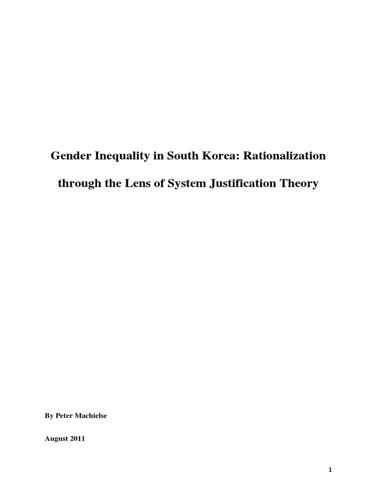 Gender Inequality In South Korea Rationalization Through The Lens Of System Justification