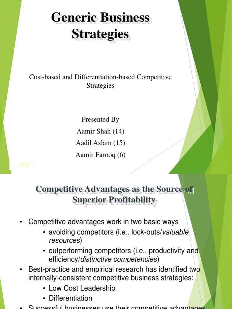 Generic Business Strategies: Cost-Based and Differentiation-Based ...