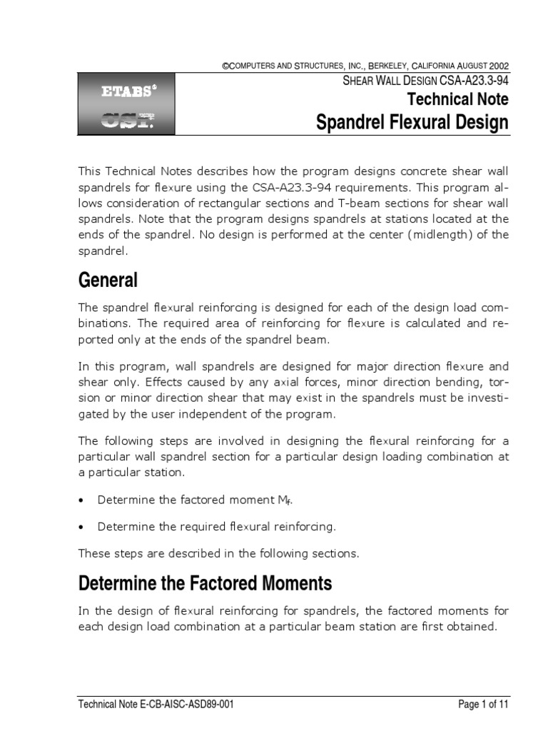 Spandrel Flexural Design: Technical Note | PDF | Bending | Beam (Structure)
