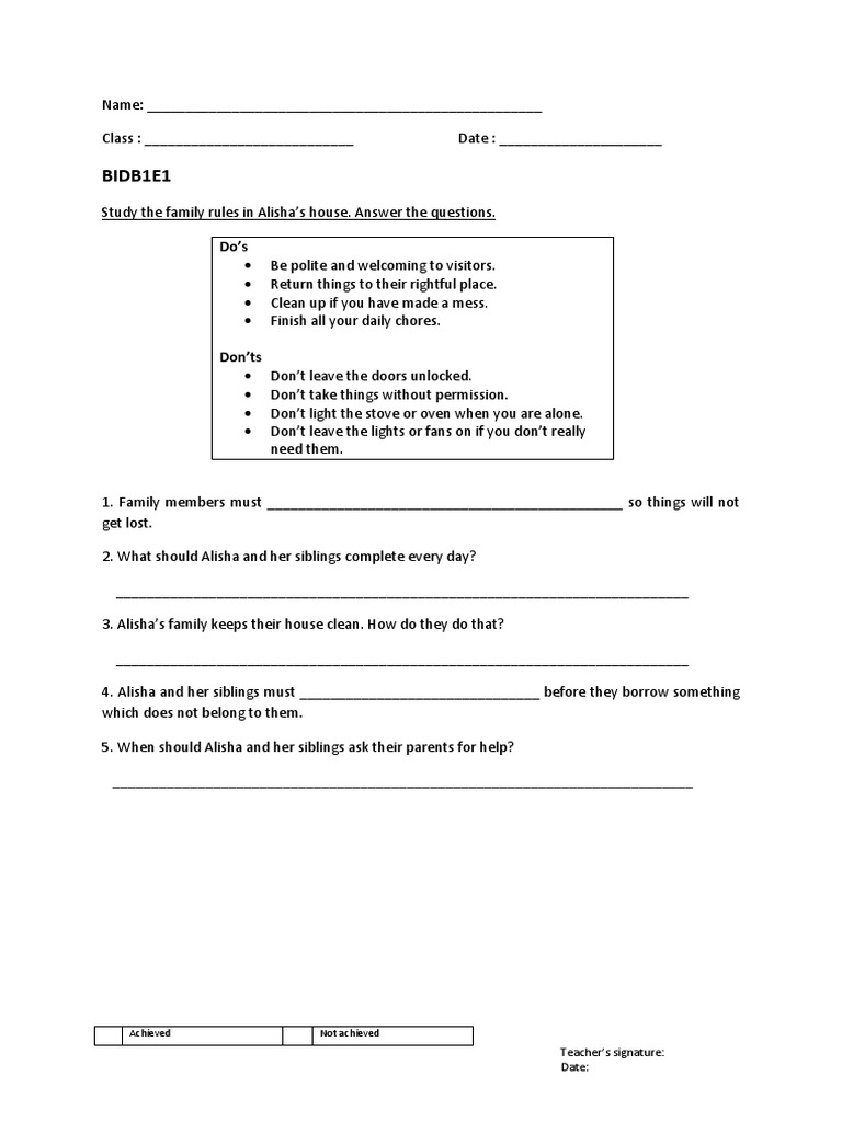 PBS Form 1, English | PDF