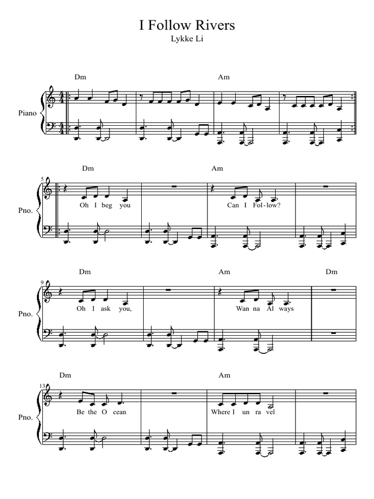 I Follow Rivers Piano Sheet Music | PDF | Language Arts & Discipline