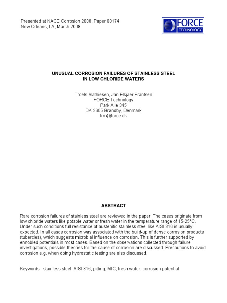 Chlorides Corrosion | PDF | Manganese | Corrosion
