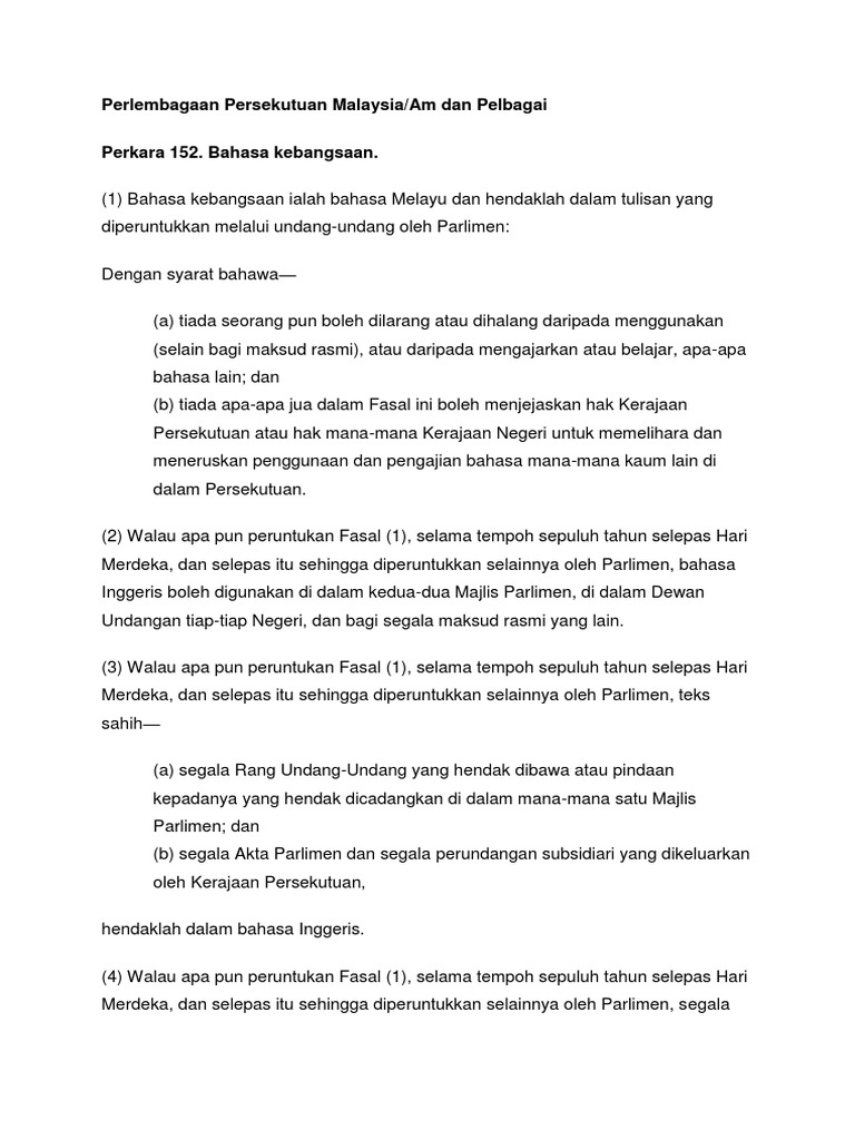 Perlembagaan Persekutuan Malaysia | PDF