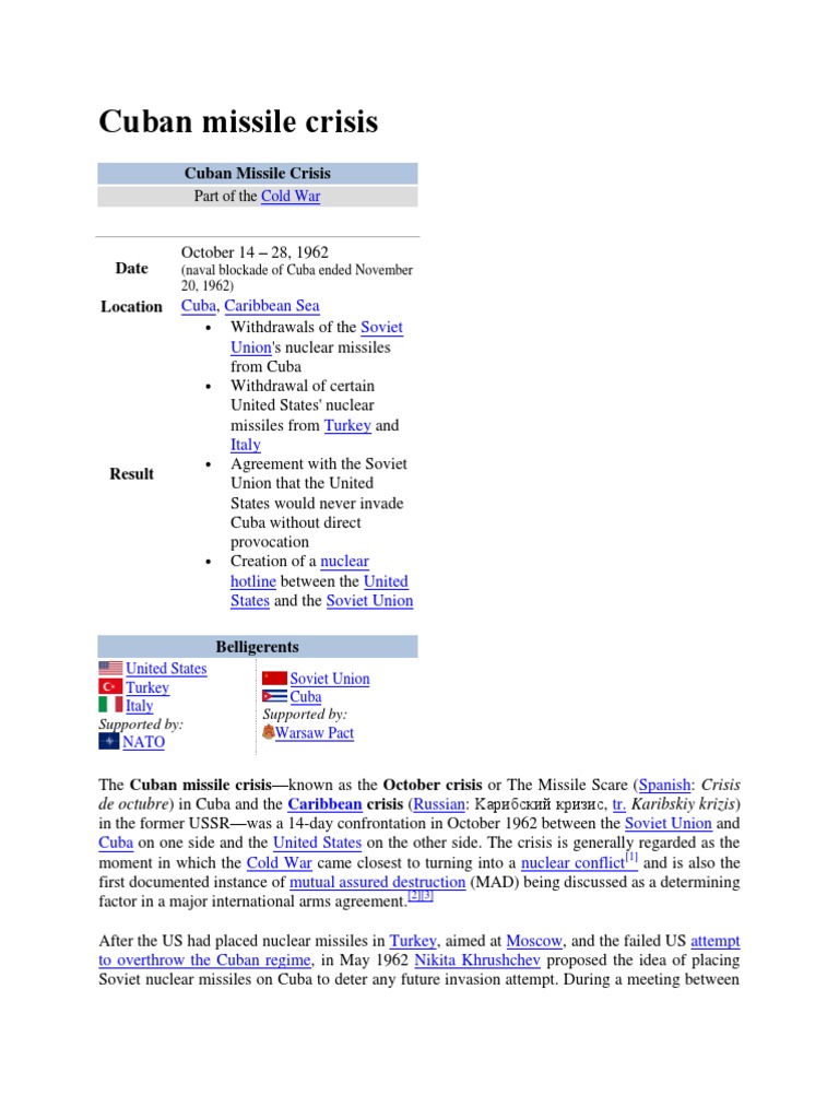 Cuban Missile Crisis | PDF | Cuban Missile Crisis | Lockheed U 2