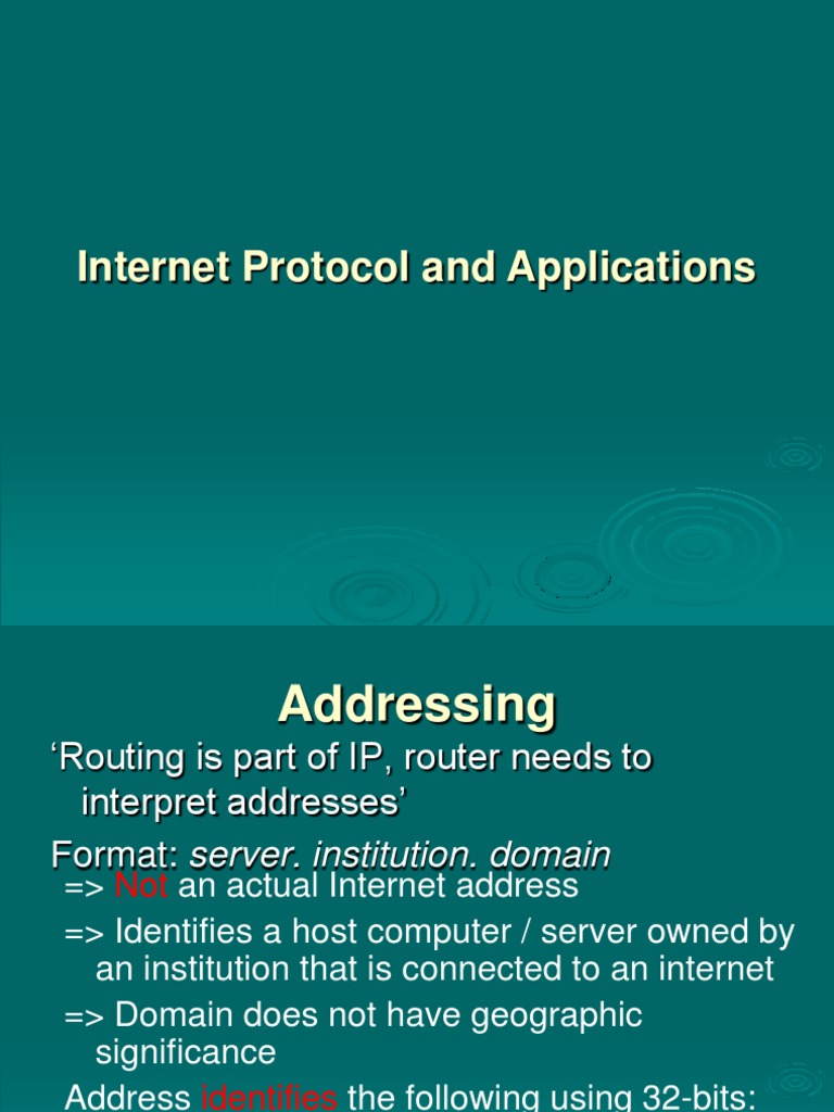 Internet Protocol and Applications | PDF | Transmission Control ...