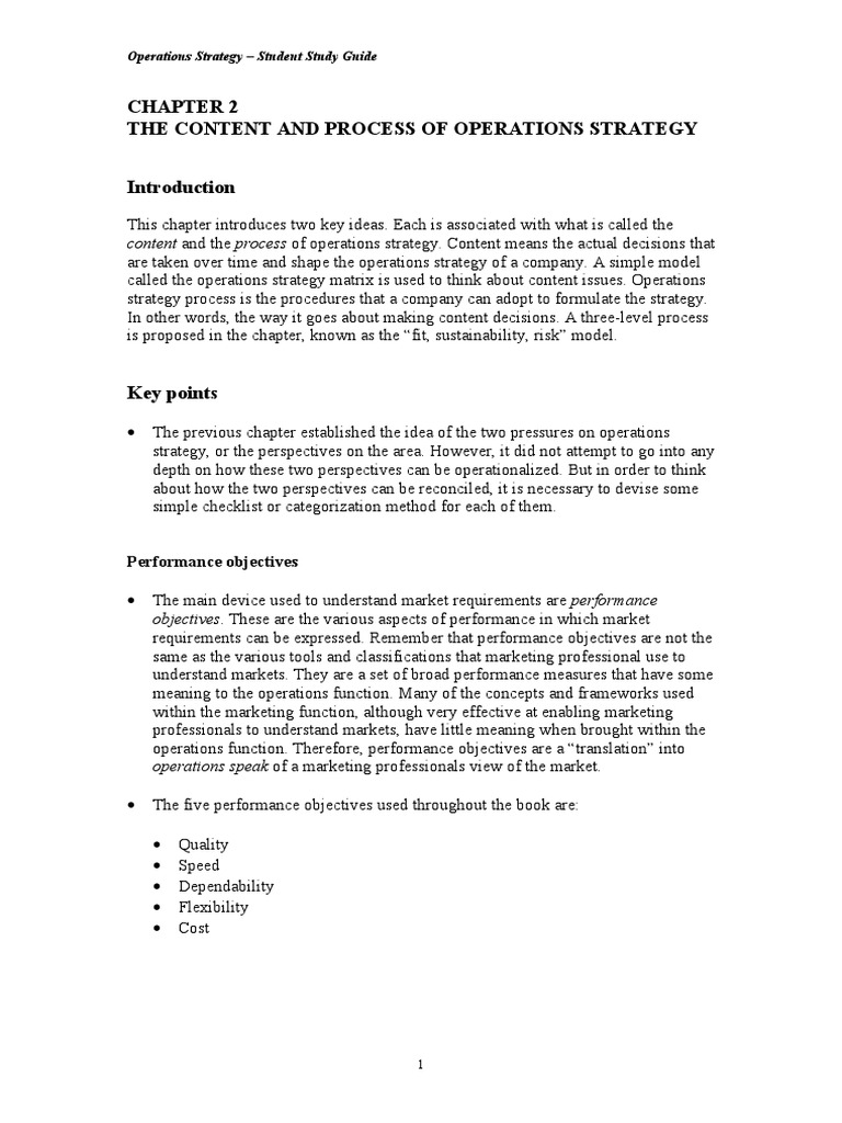 Process of Operations Strategy | PDF | Strategic Management ...