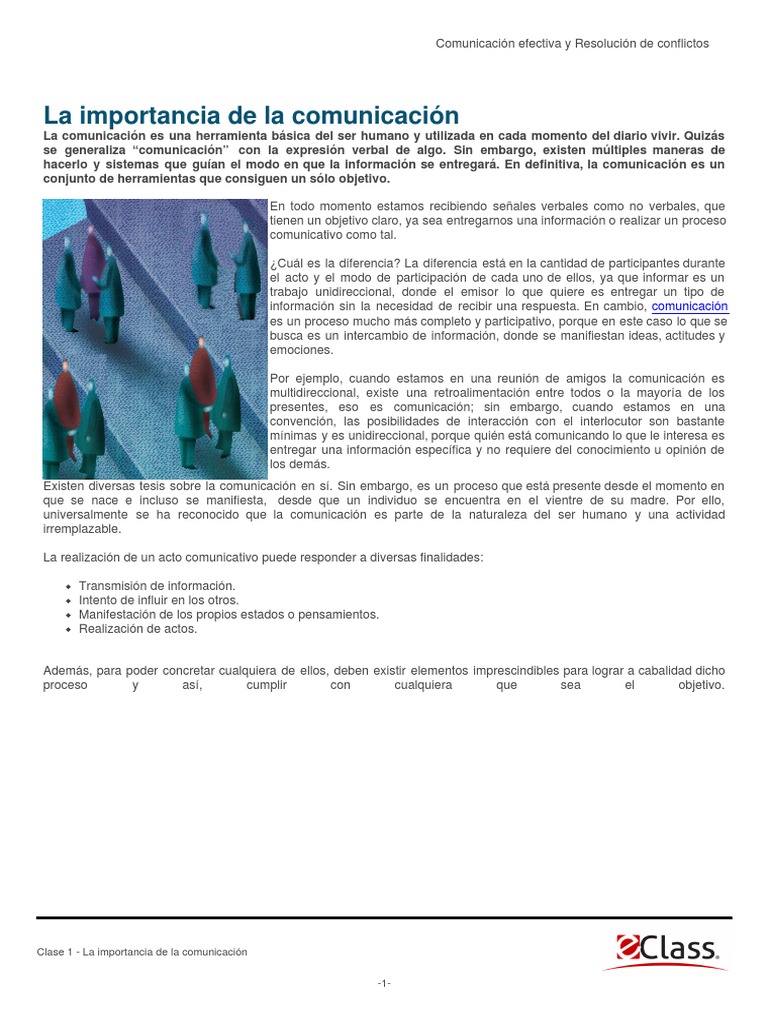 La Importancia De La Comunicación Pdf Pdf Comunicación Información
