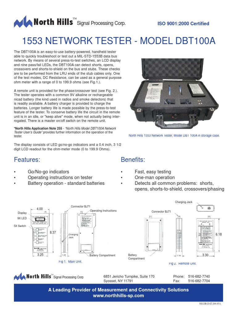 1553 Tester DBT100A | PDF | Electrical Connector | Light Emitting Diode