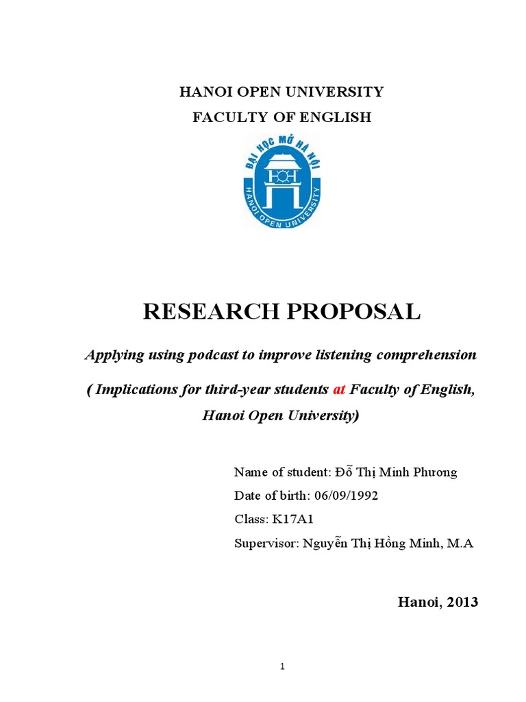 Research Proposal: Hanoi Open University Faculty of English | Download ...