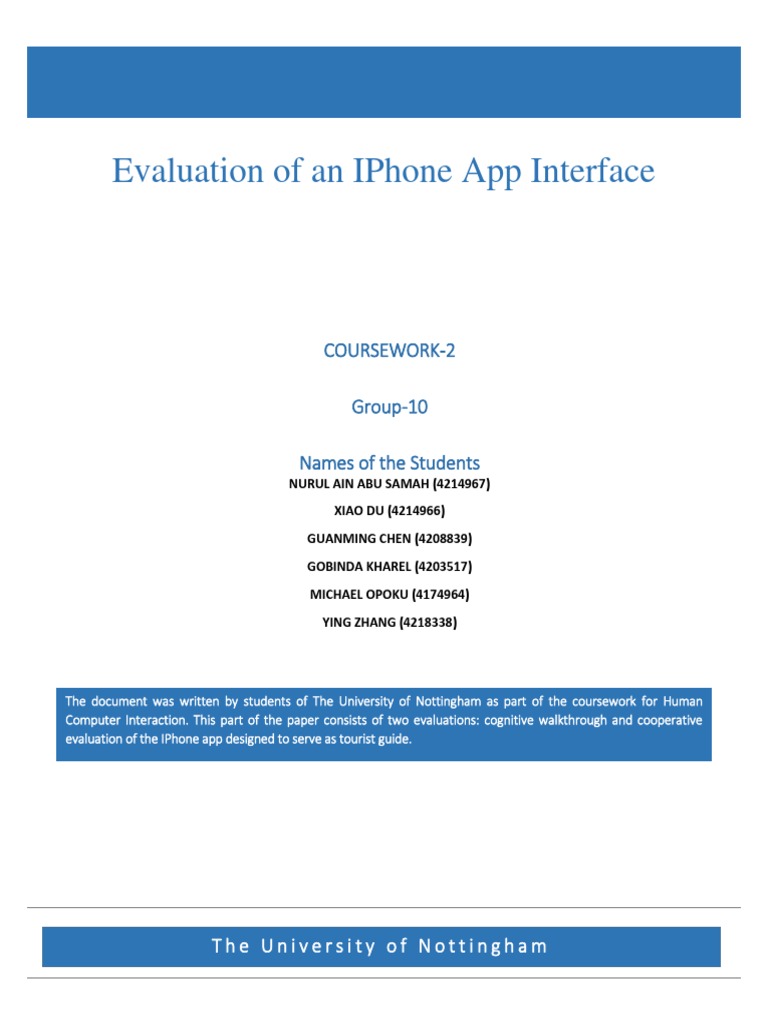 iPhone App Interface Evaluation Report | PDF | Usability | Human ...
