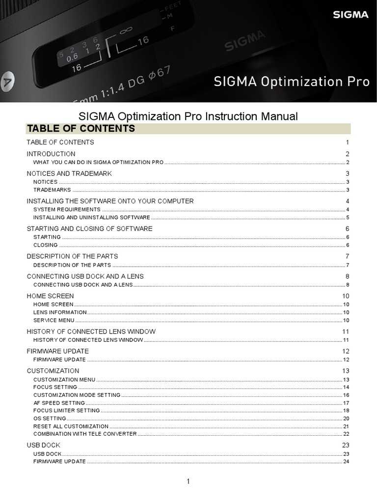 SIGMA Optimization Pro Instruction Manual | PDF | Installation ...
