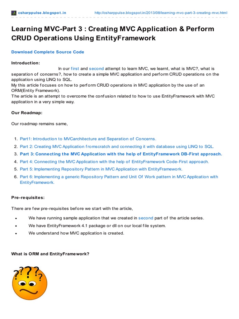 Learning Mvcpart 3 Creating Mvc Application Amp Perform Crud Operations Using Entityframework 