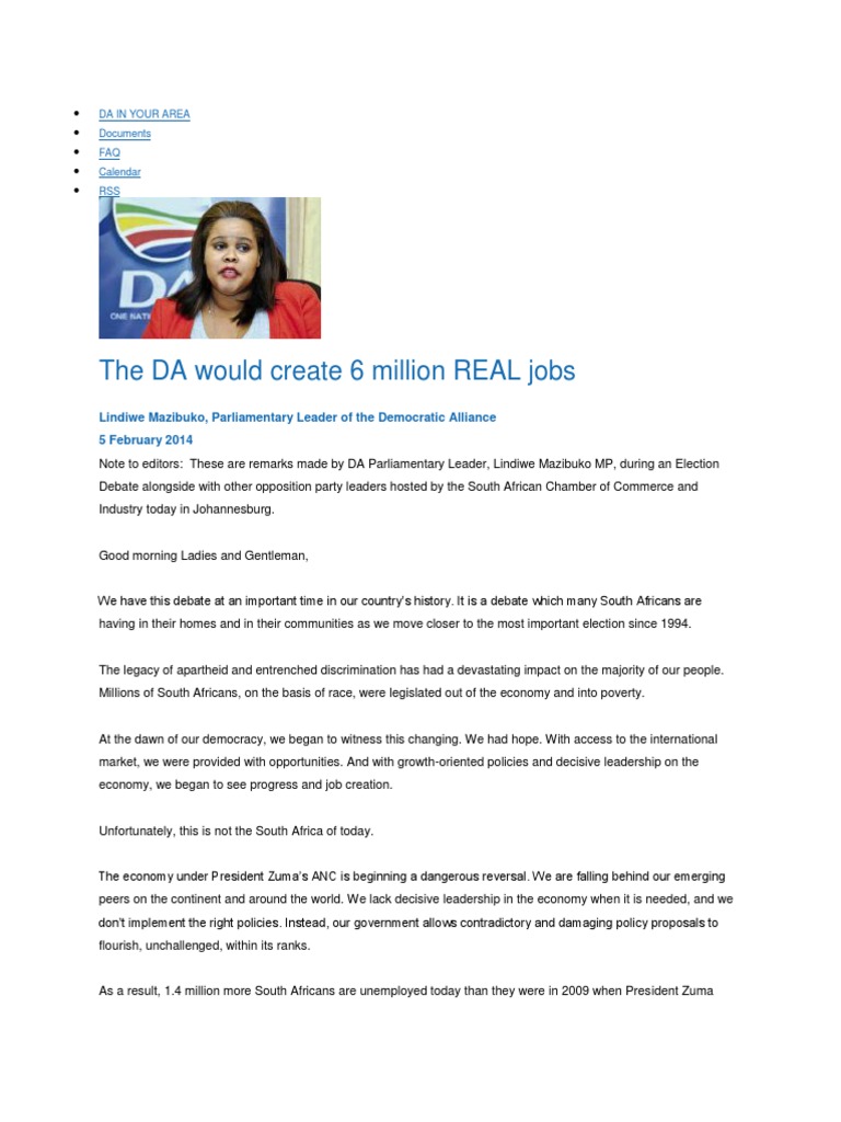 Da Jobs March | PDF | Jacob Zuma | African National Congress