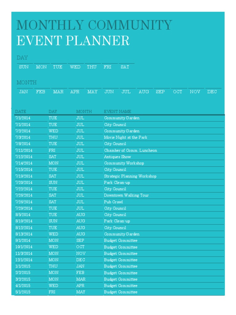 Monthly Community Event Schedule | PDF