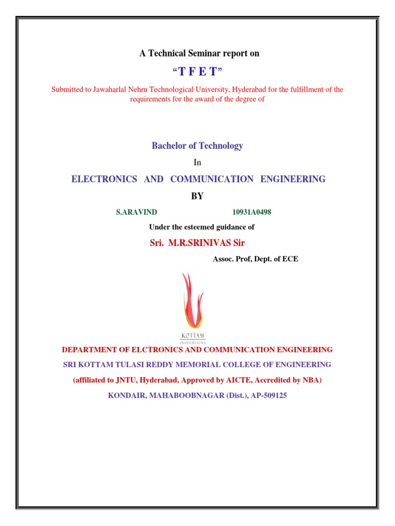 A Technical Seminar Report On | PDF | Transistor | Electronics