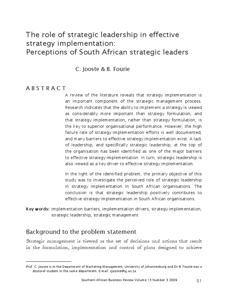 Role of Strategic Leadership | PDF | Strategic Leadership | Strategic ...