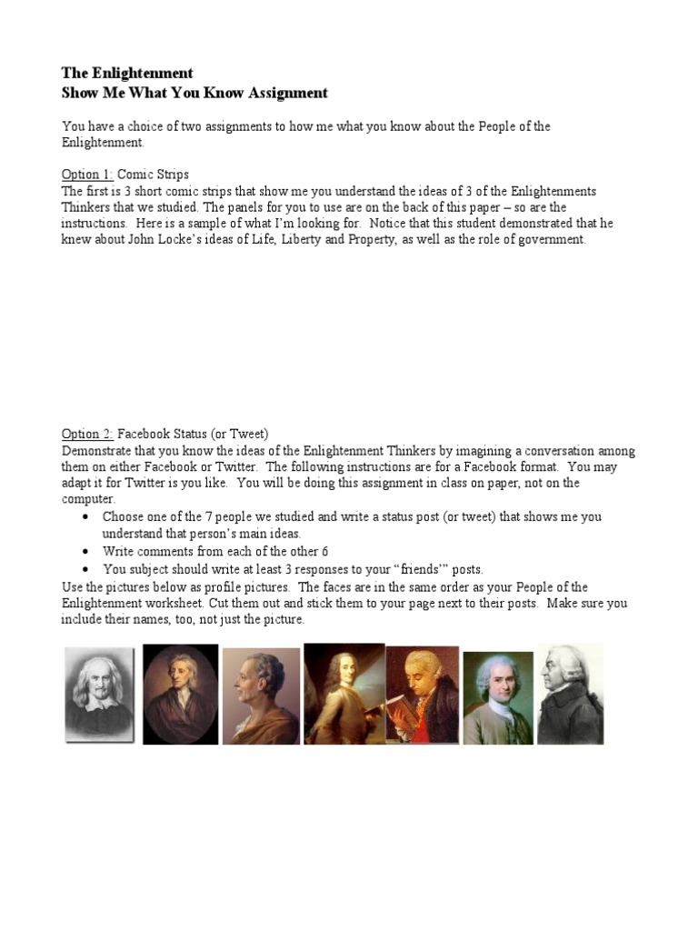 Enlightenment Comic Strip Assignment | PDF