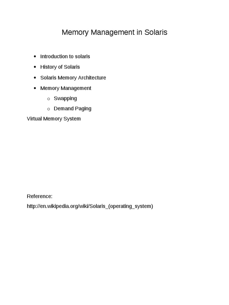 Memory Management in Solaris | PDF | Computer Data Storage | Operating ...