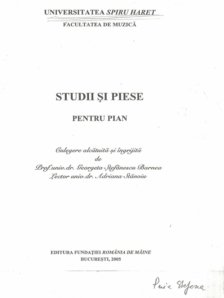 Caiet Partituri Pian