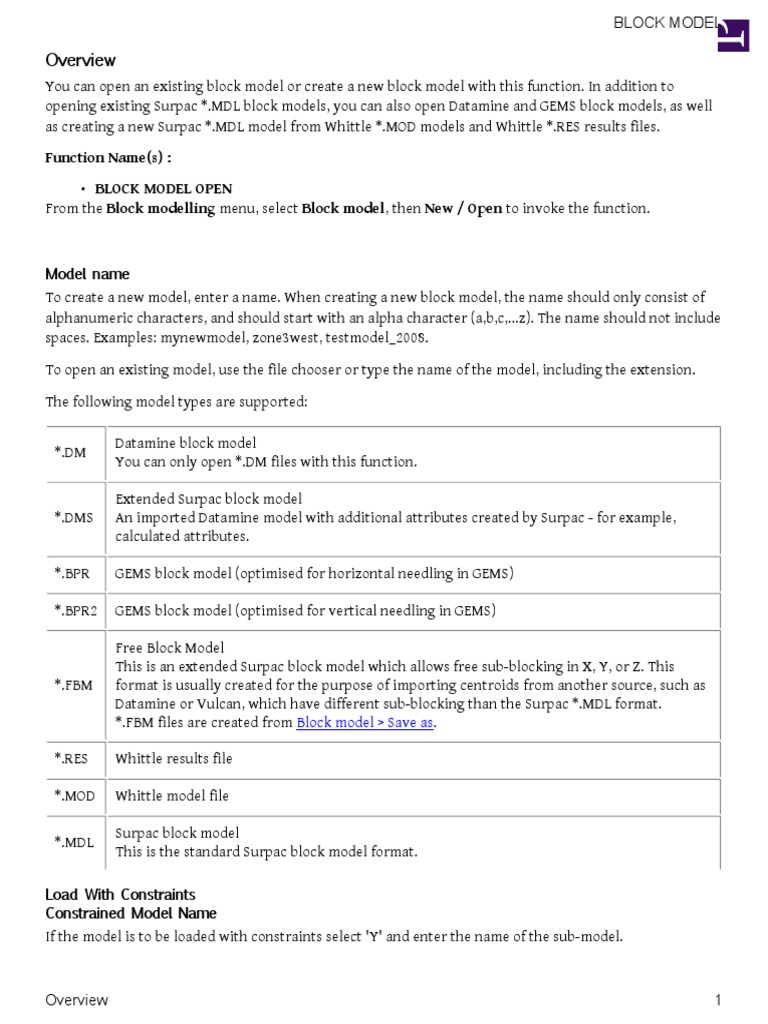 Block Model | PDF | String (Computer Science) | Coordinate System