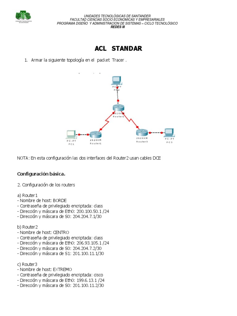 Acl Standar | PDF | Dirección IP | Enrutador (Computación)