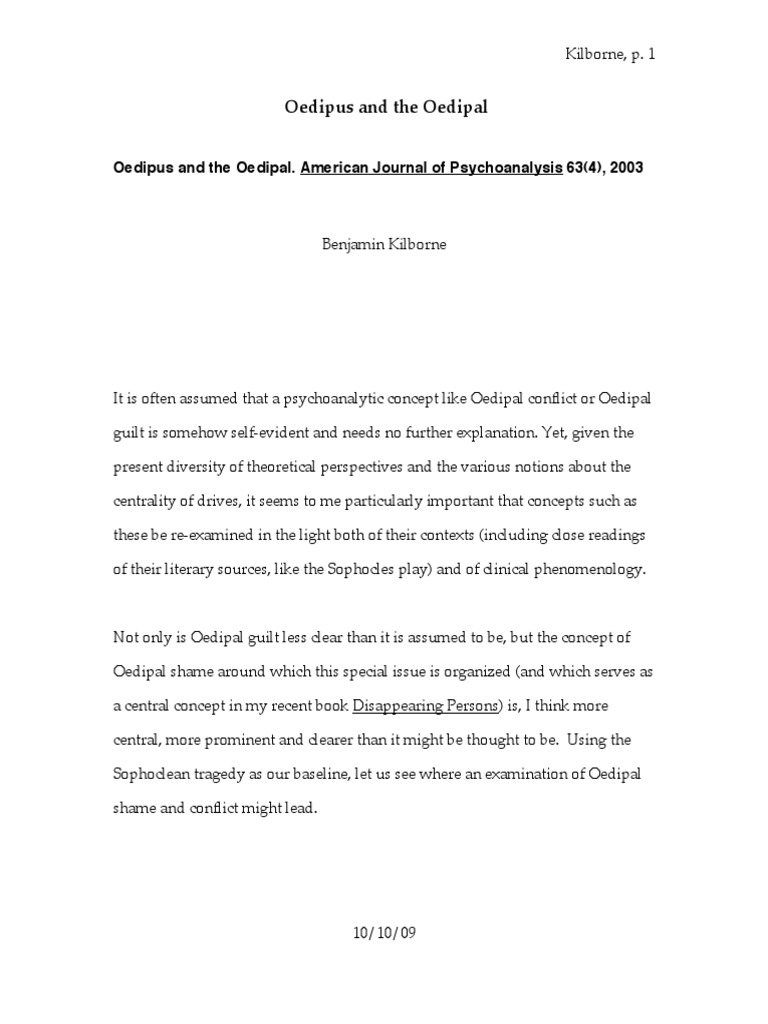 Oedipus and The Oedipal | PDF | Oedipus Complex | Psychoanalysis