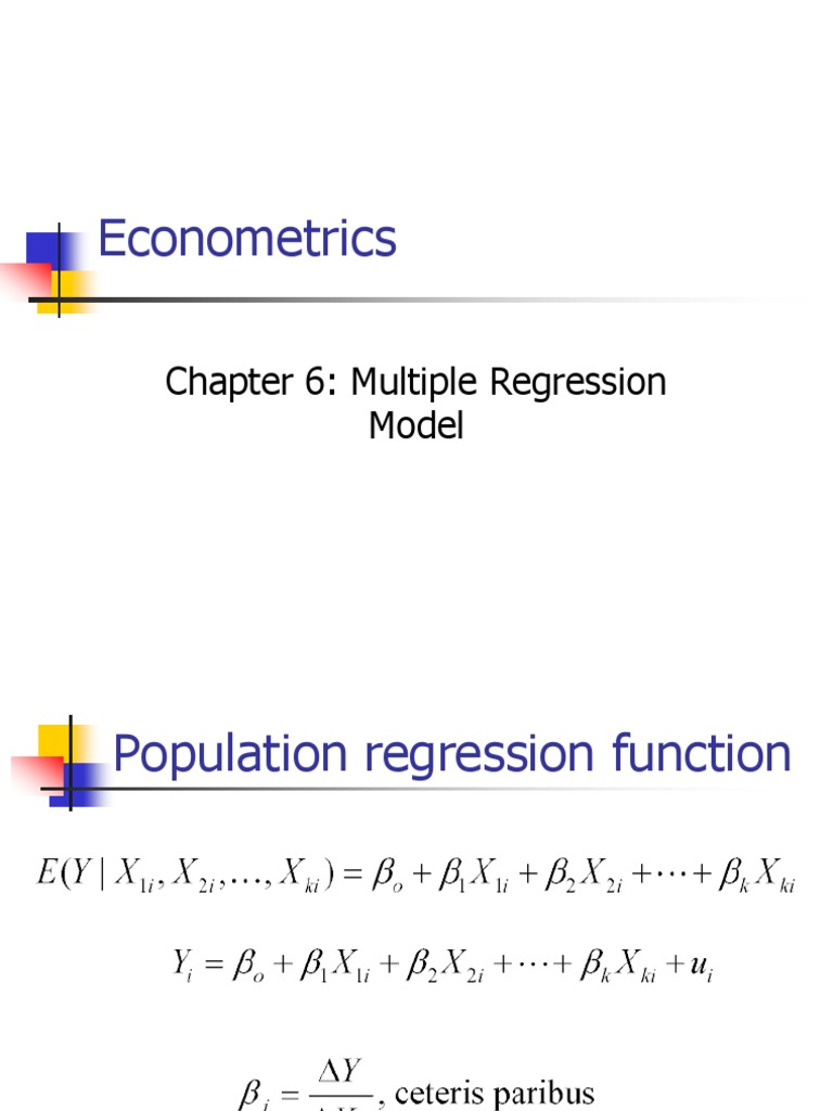 Econometrics: Chapter 6: Multiple Regression Model | PDF | Ordinary ...