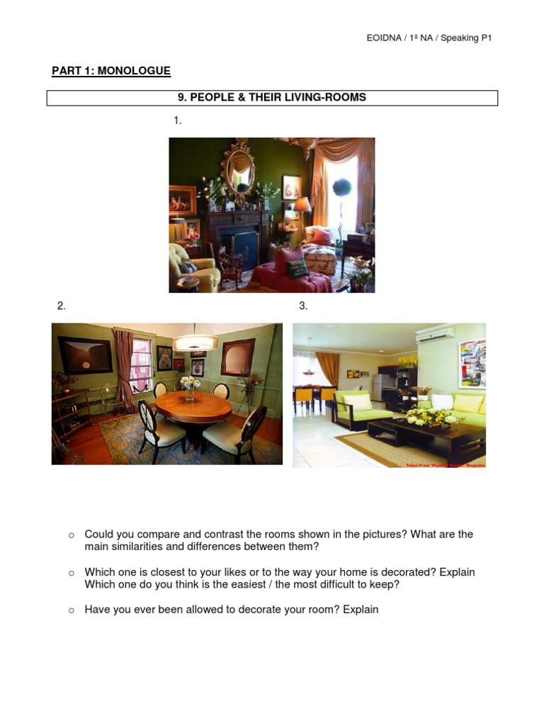 Living Room Comparison and Preferences | PDF