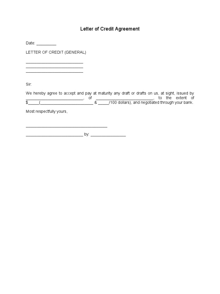 Standard Letter Of Credit Format Notice Of Credit Limit Increase