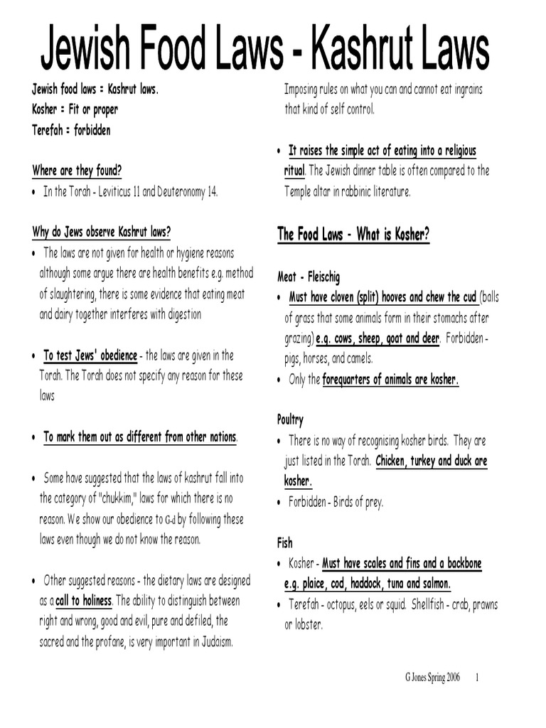 Jewish Food Laws - Kashrut & Kosher Explained | PDF | Food And Drink ...