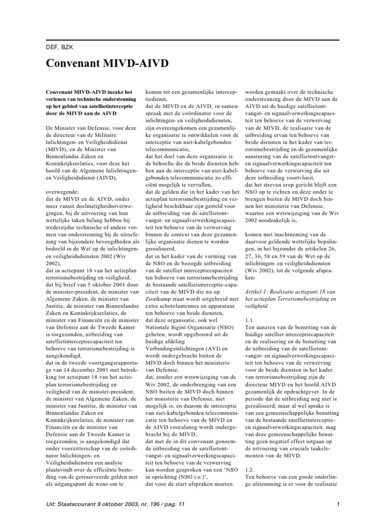 Convenant MIVD AIVD | PDF