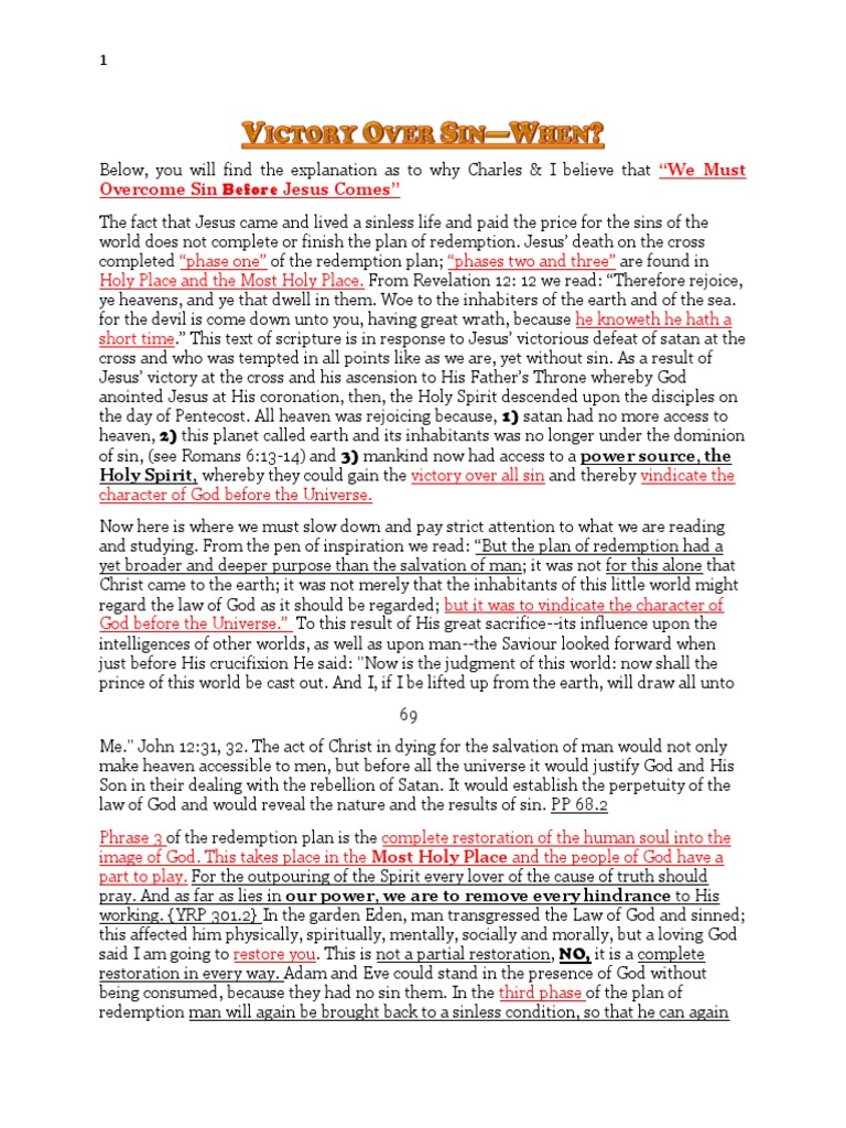 Victory Over Sin When | PDF | Salvation | Sin